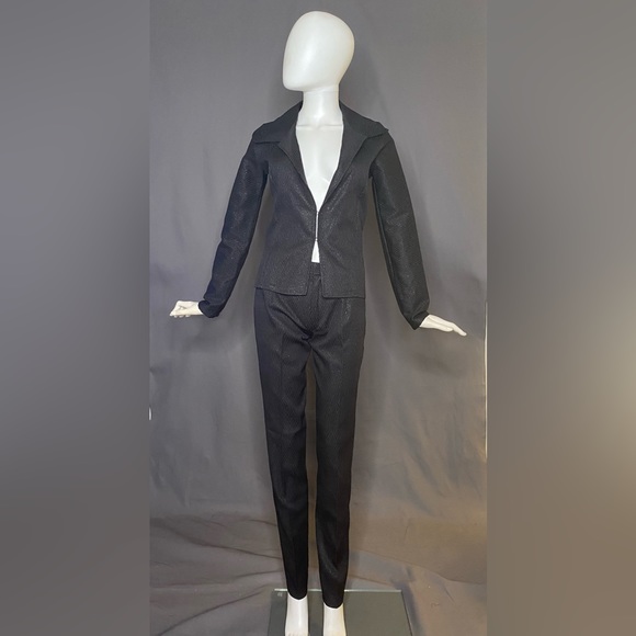 Dresses | Black Textured Pant Suit | Poshmark